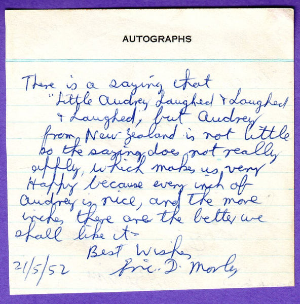 ERIC MORLEY MECCA MISS WORLD FOUNDER AUTOGRAPH – John Bertrand Collectables